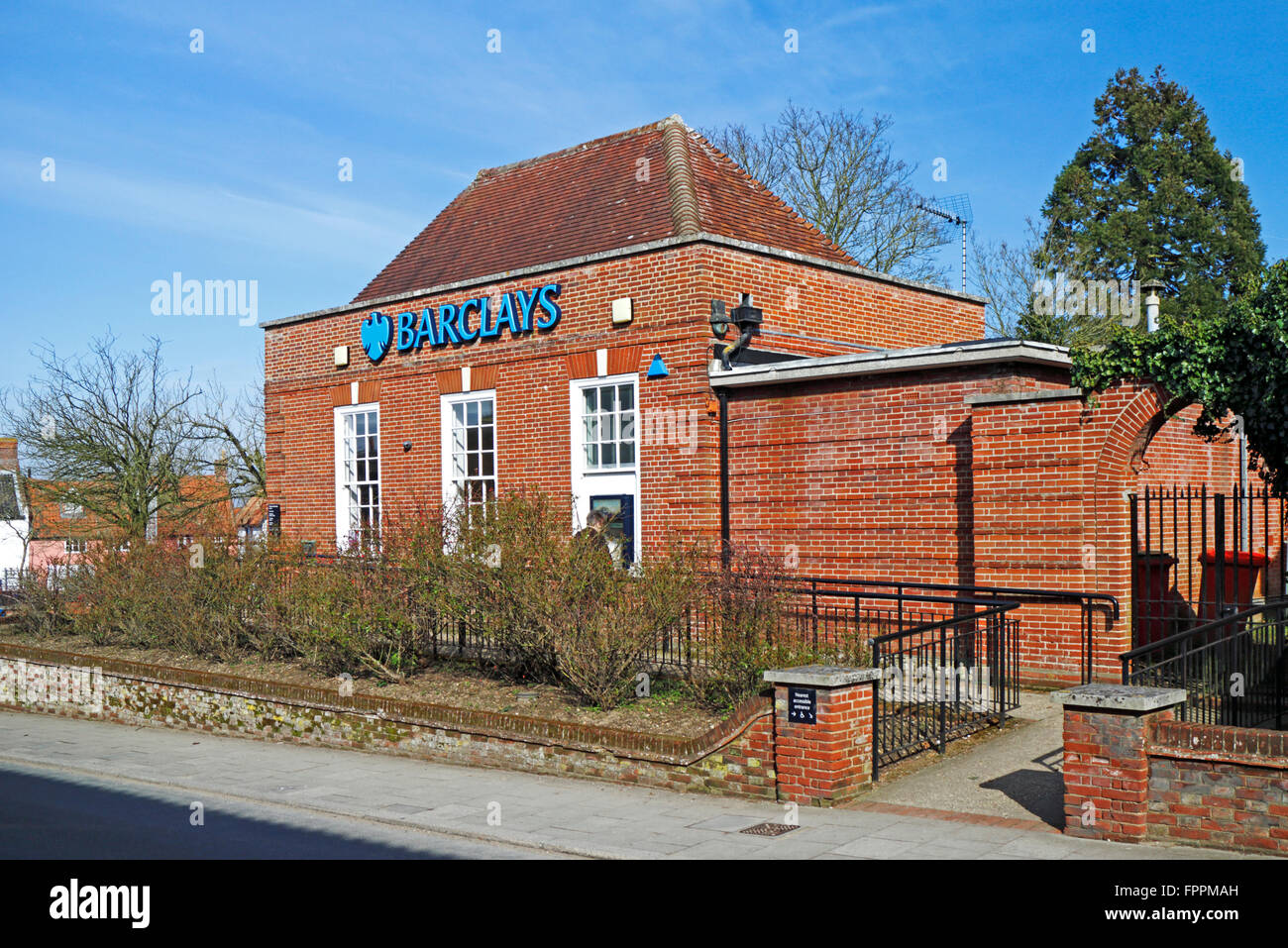 A modern Barclays Bank building in the High Street at Loddon, Norfolk ...