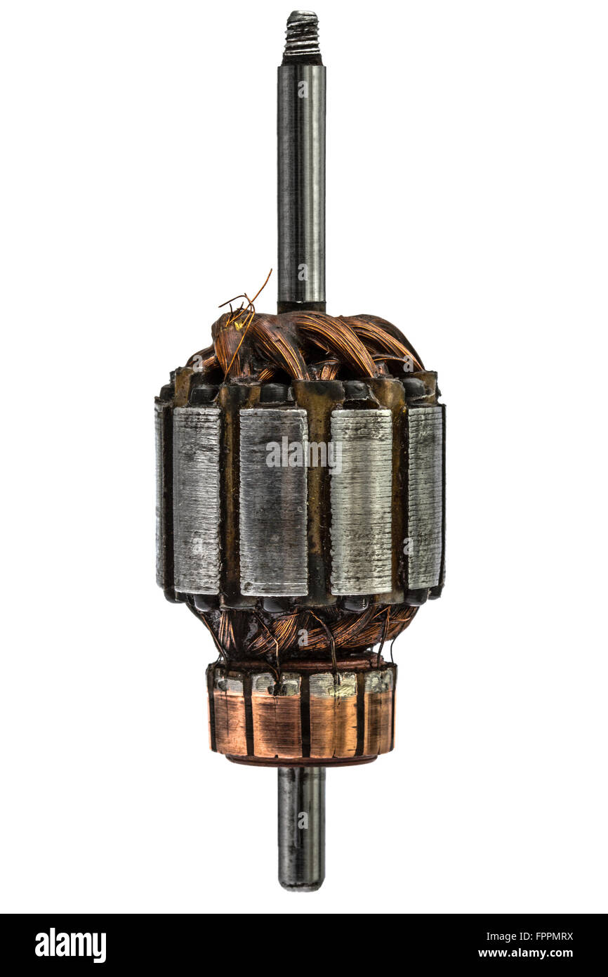 Old damaged rotor of electric motor, isolated on white background Stock ...