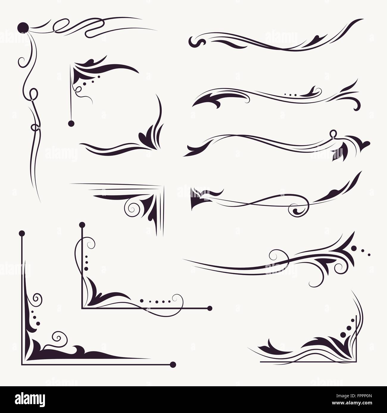 Set of classical swirl design elements and corners Stock Vector Image ...