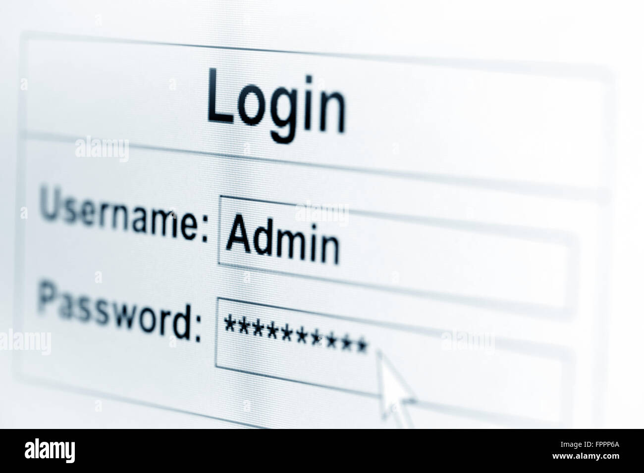 Log-in box on computer screen of admin Stock Photo - Alamy