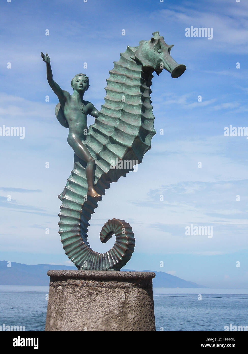 Puerto Vallarta, Mexico. The Boy on the Seahorse statue by artist ...