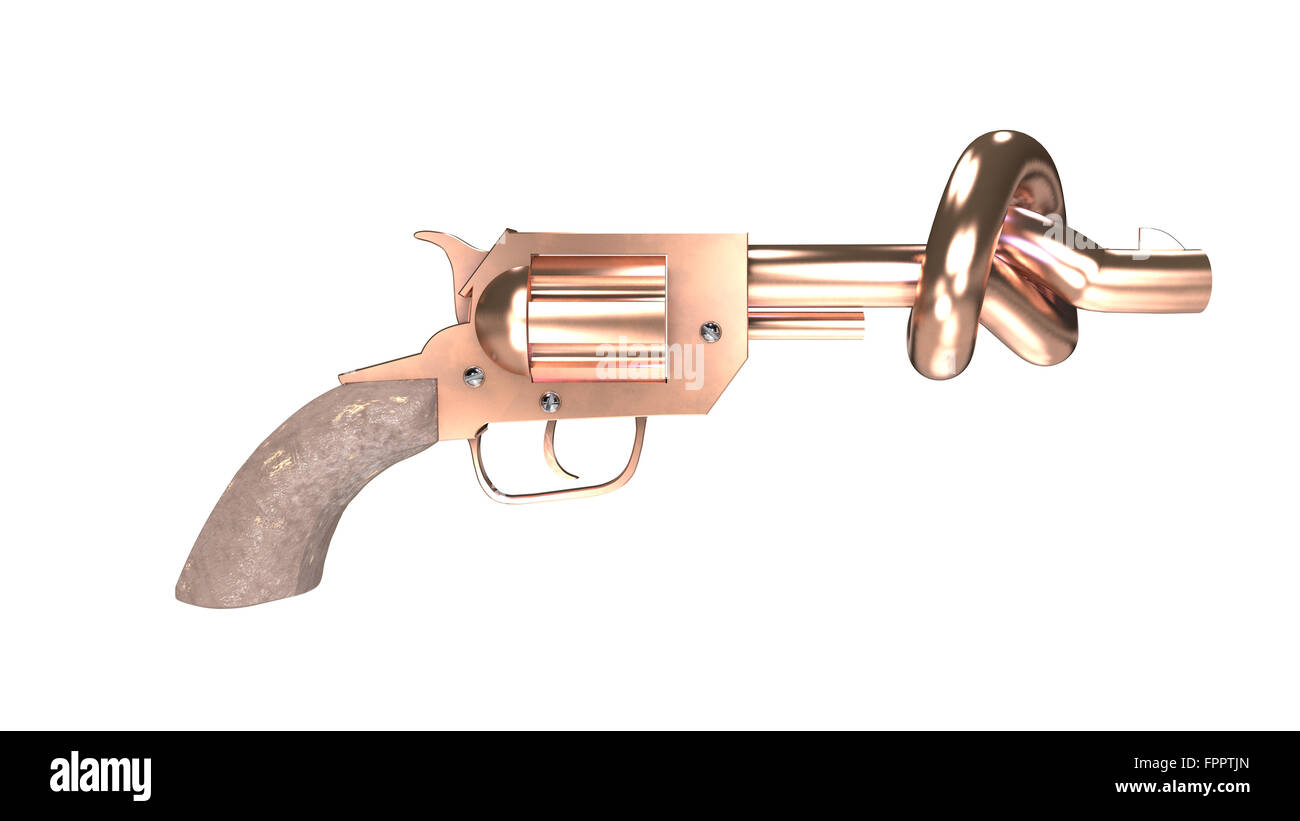 This picture shows a revolver with a knot shaped barrel that stops ...