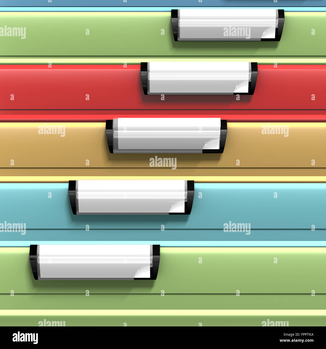 Colored files with copy space available on blank stamps. 3d render ...