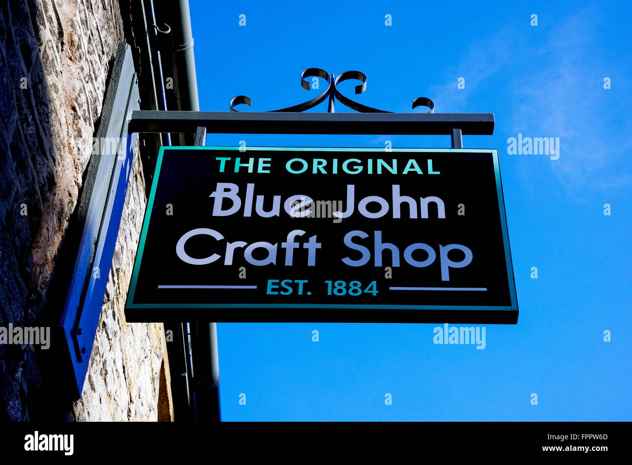 The Original Blue John Shop sign, Castleton, Derbyshire Stock Photo - Alamy