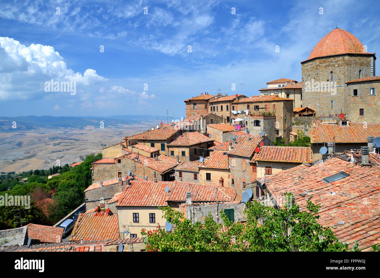Spectacular view of the old town of Volterra in Tuscany, Italy Stock ...