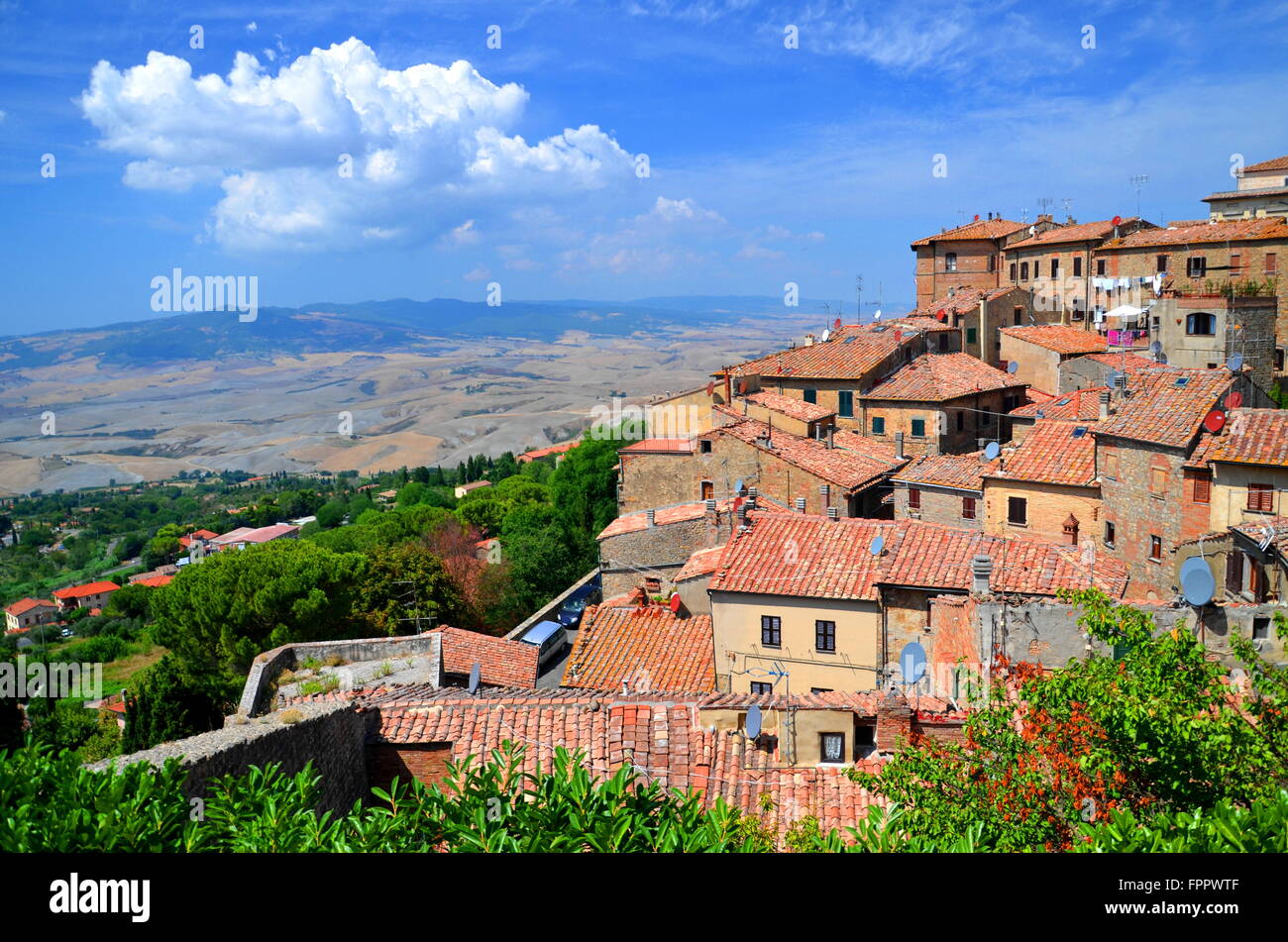 Spectacular view of the old town of Volterra in Tuscany, Italy Stock ...