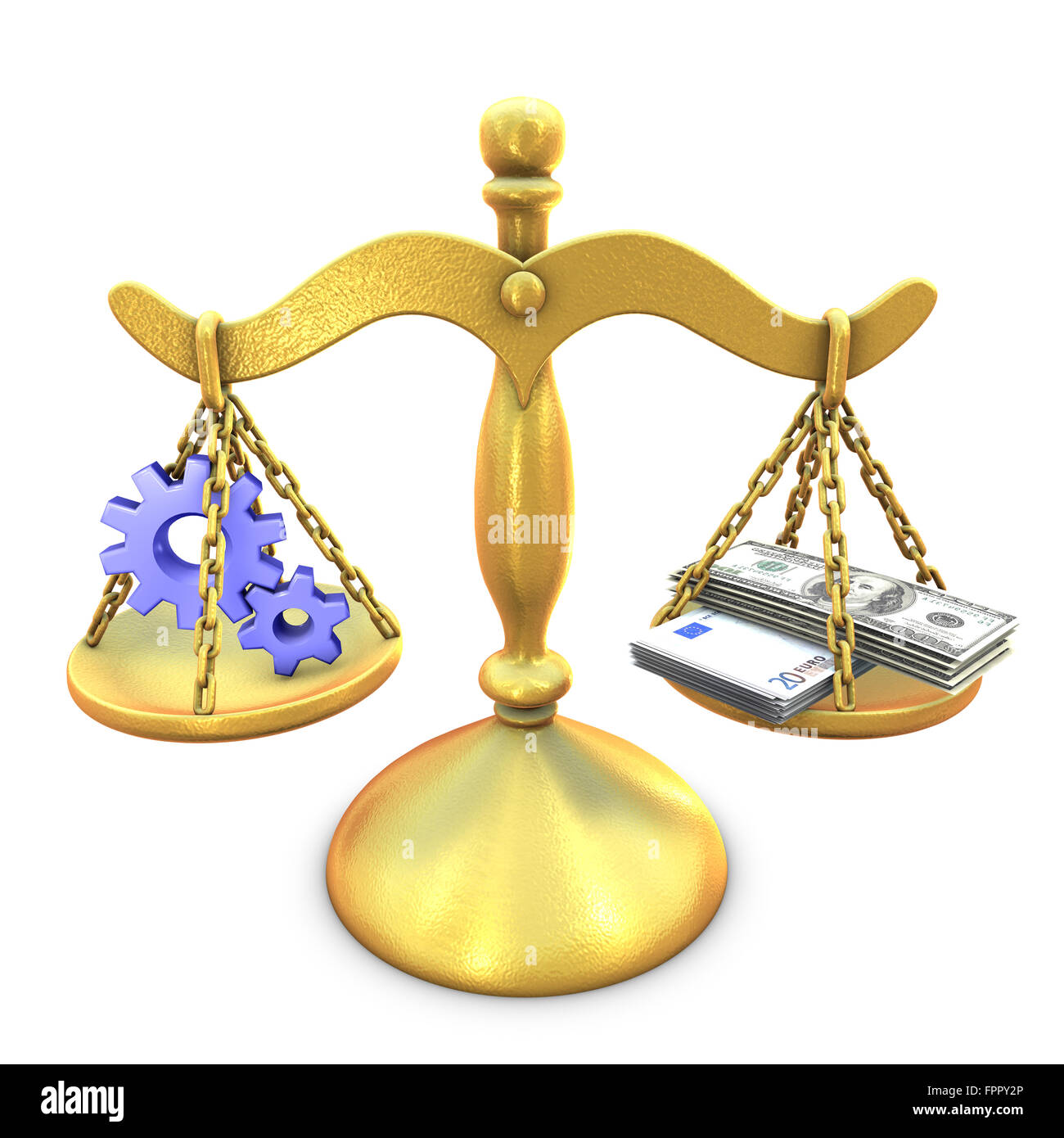 Metaphor of balancing between process and money Stock Photo - Alamy