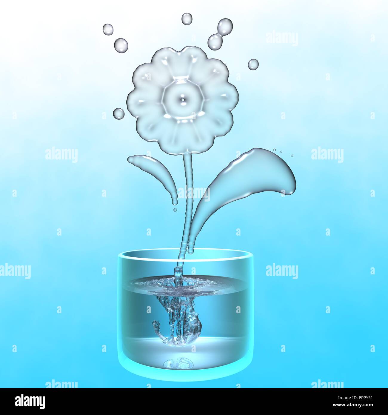 A flower made of water whose roots are in a glass of water Stock Photo ...
