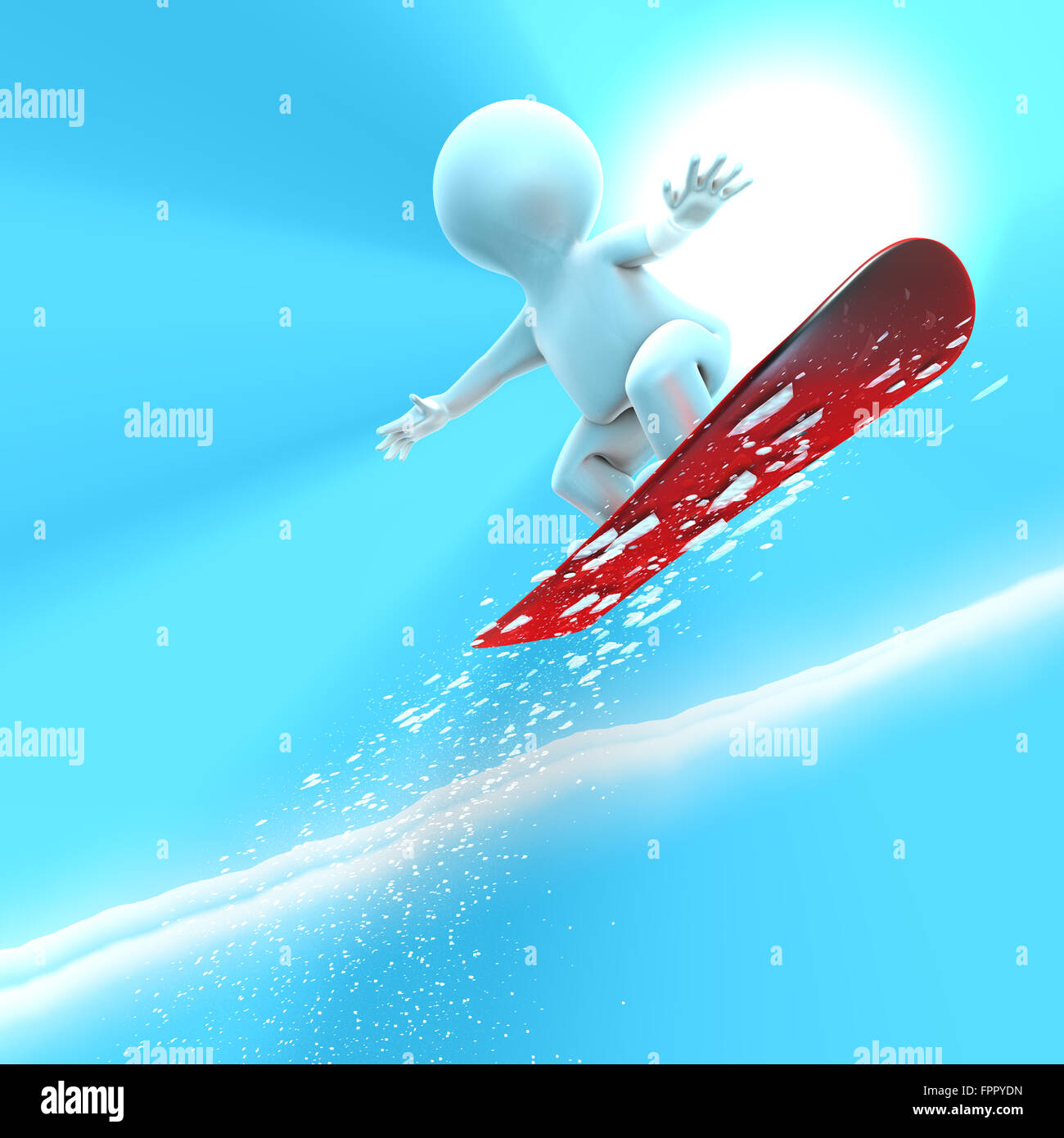 A silver snowboarder is jumping very high Stock Photo - Alamy