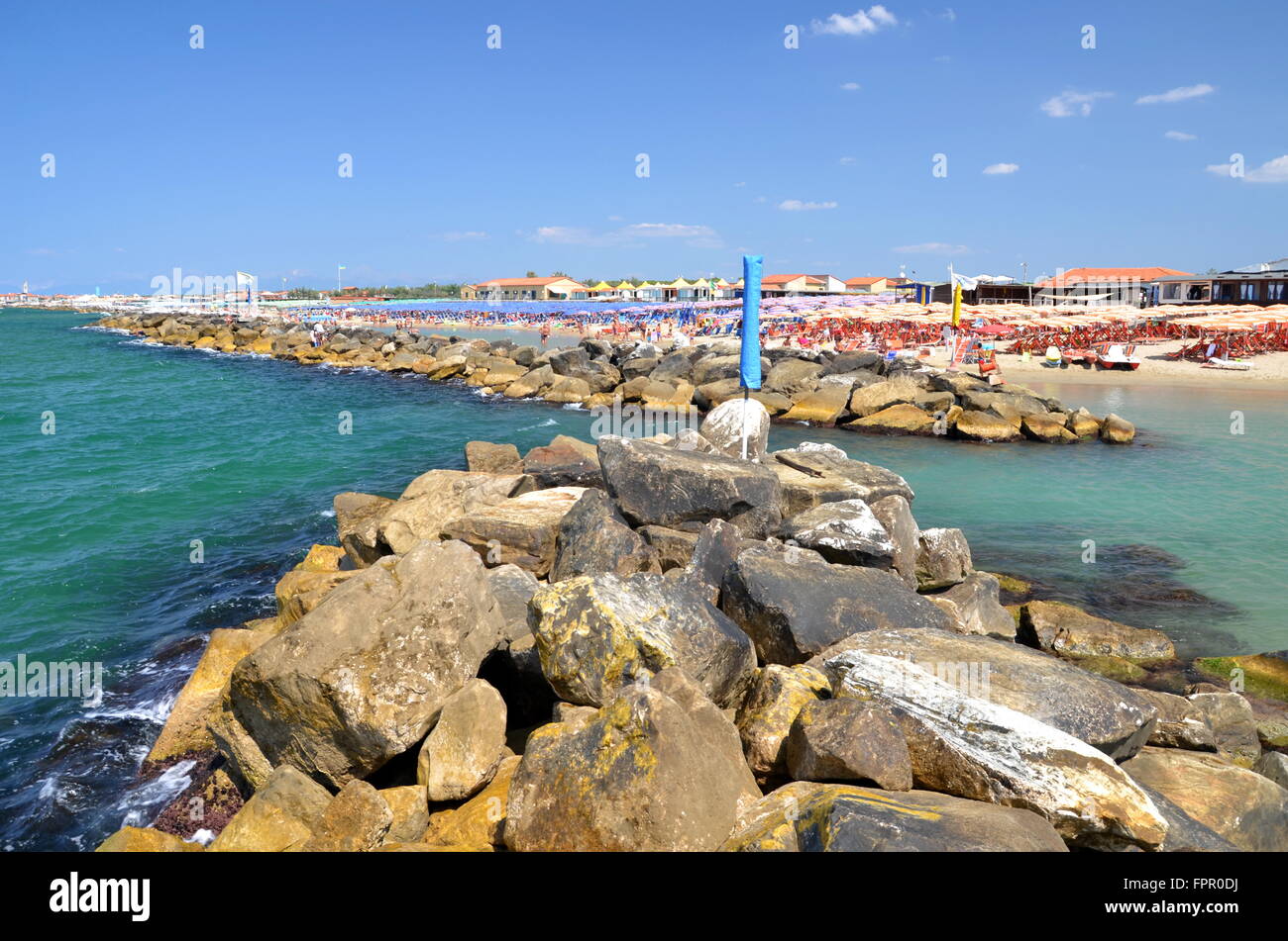 Picturesque view on beautiful beach in Marina di Pisa, Tuscany in Italy ...