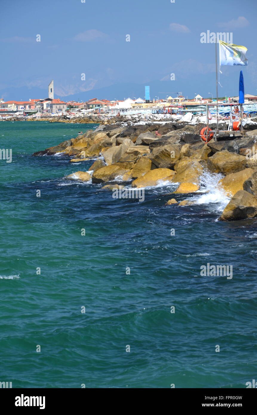 Picturesque view on beautiful beach in Marina di Pisa, Tuscany in Italy ...