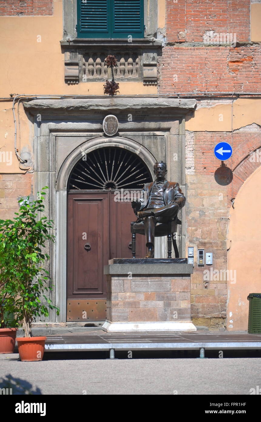 The statue of Giacomo Puccini in Lucca, Tuscany in Italy Stock Photo ...