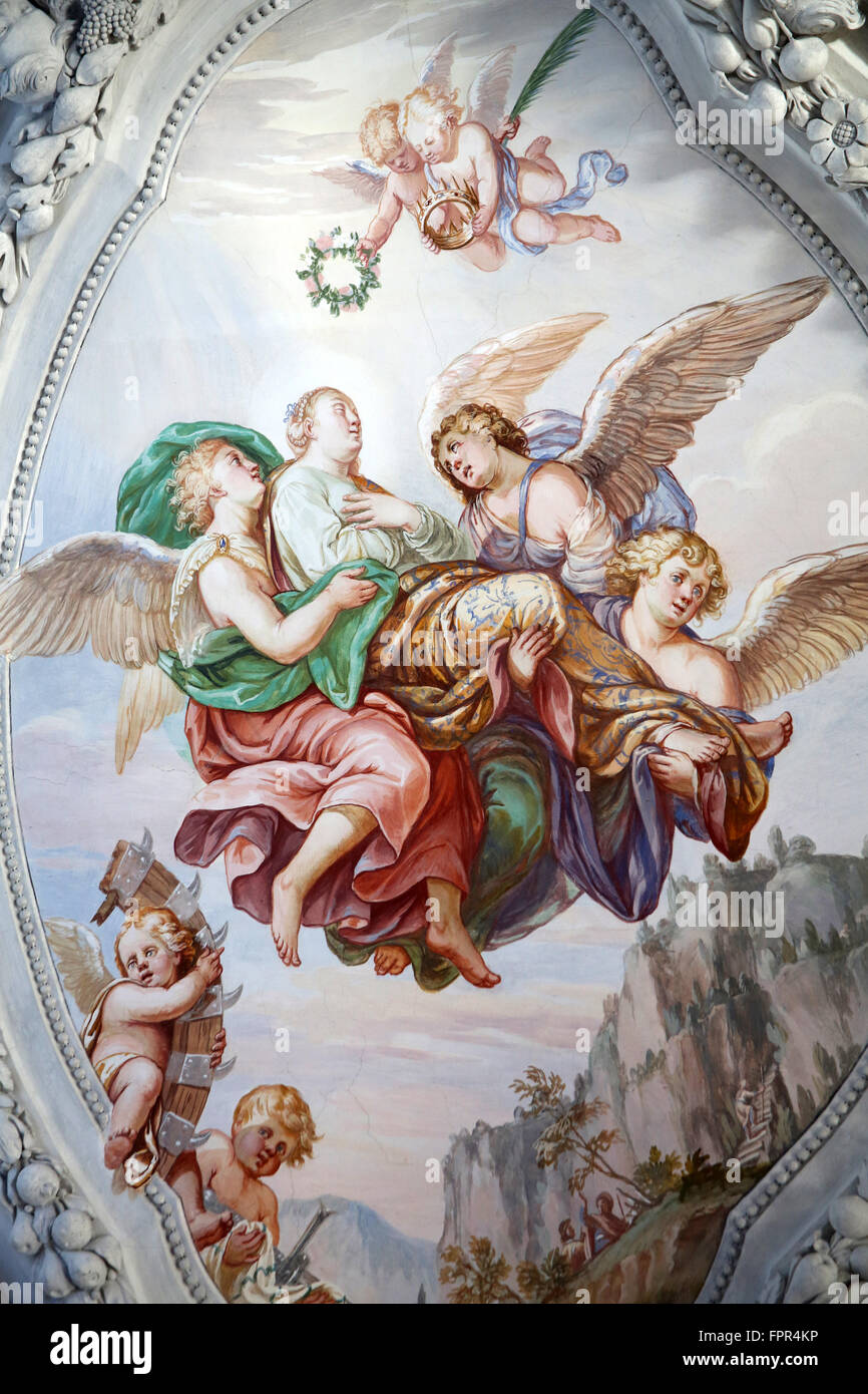 Beautiful religious fresco in Benediktbeuern, Germany on October 19 ...