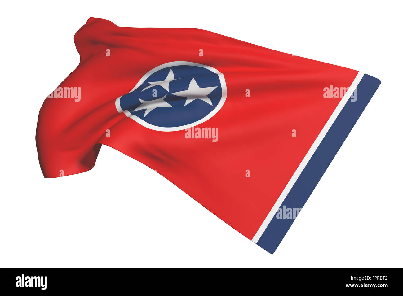 3d rendering of a Tennessee flag waving on a white background Stock ...