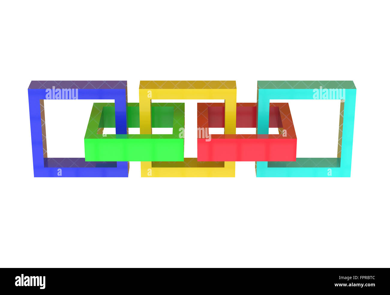 3d rendering of a close-up of three-dimensional linked squares of ...