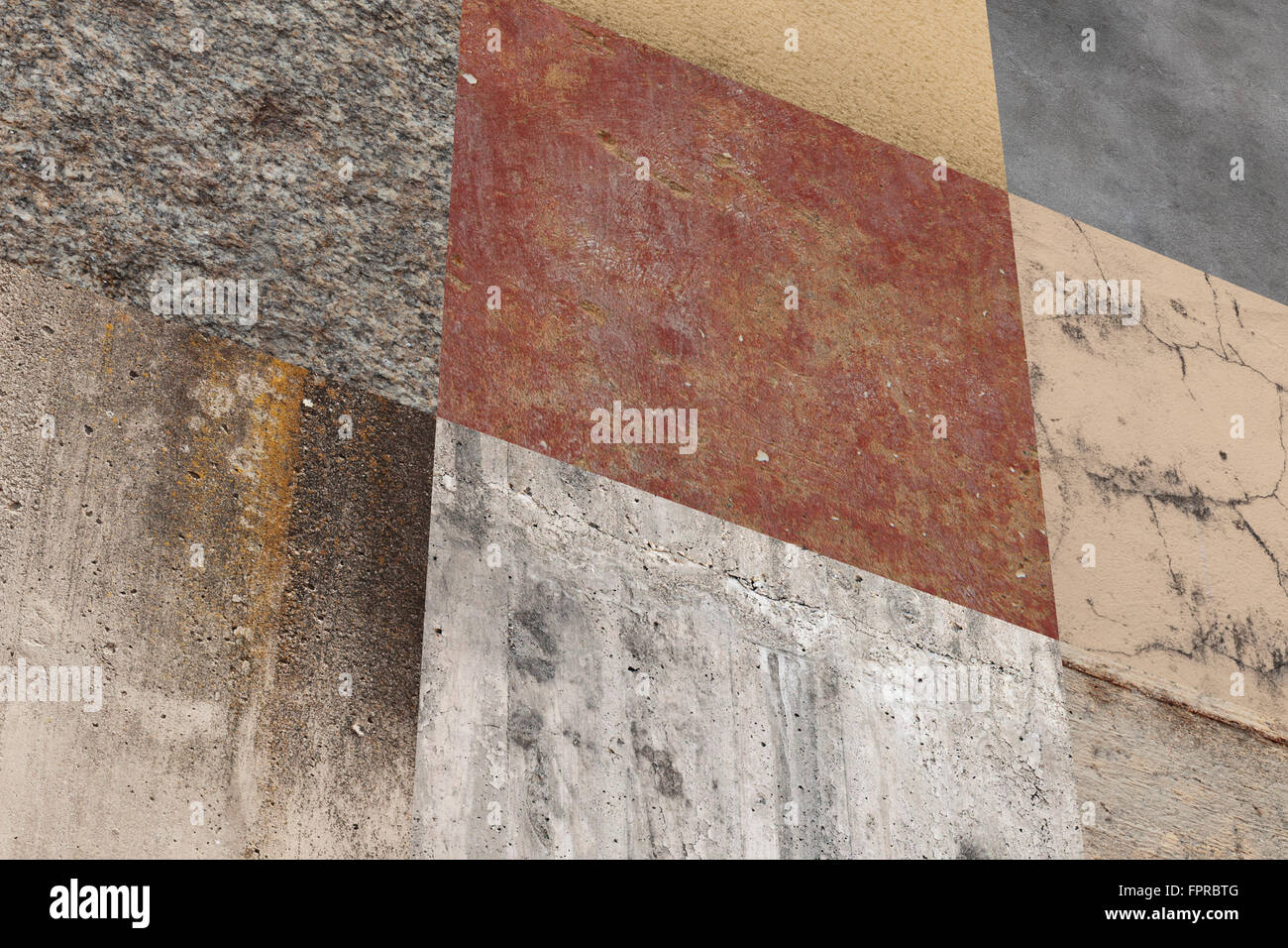 3d rendering of side view on wall made of different square elements ...