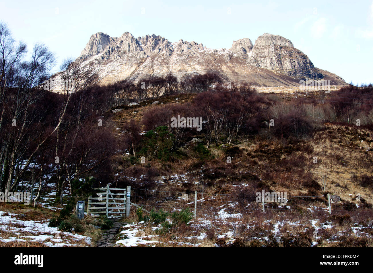 The rugged Stac Pollaidh (stack polly) mountain from the Summer Isles ...