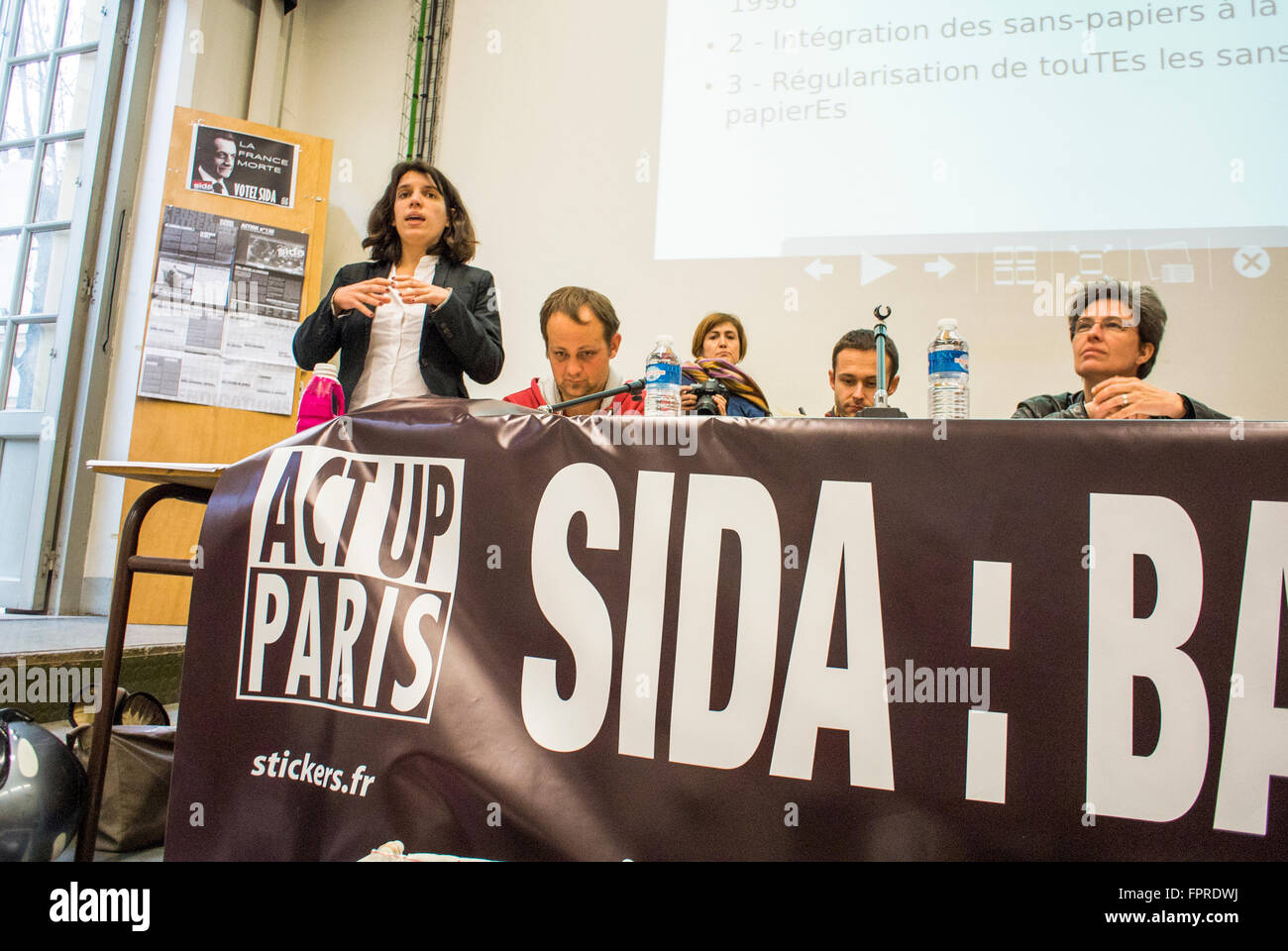 Paris, France, Women Giving Speech at French N.G.O. Act Up Paris ...