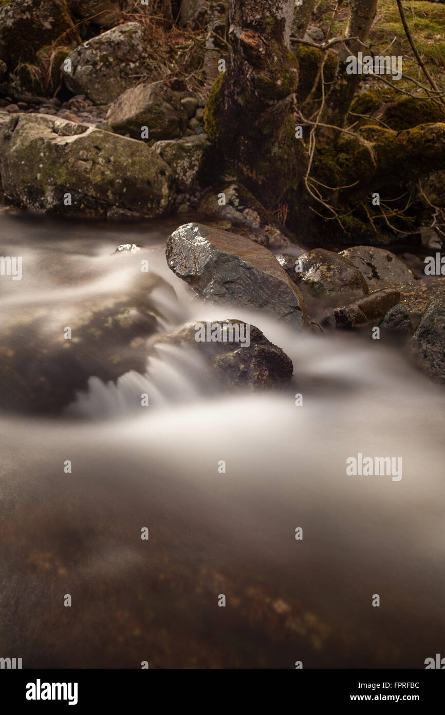 Long Exposure of water flowing over rocks Stock Photo - Alamy