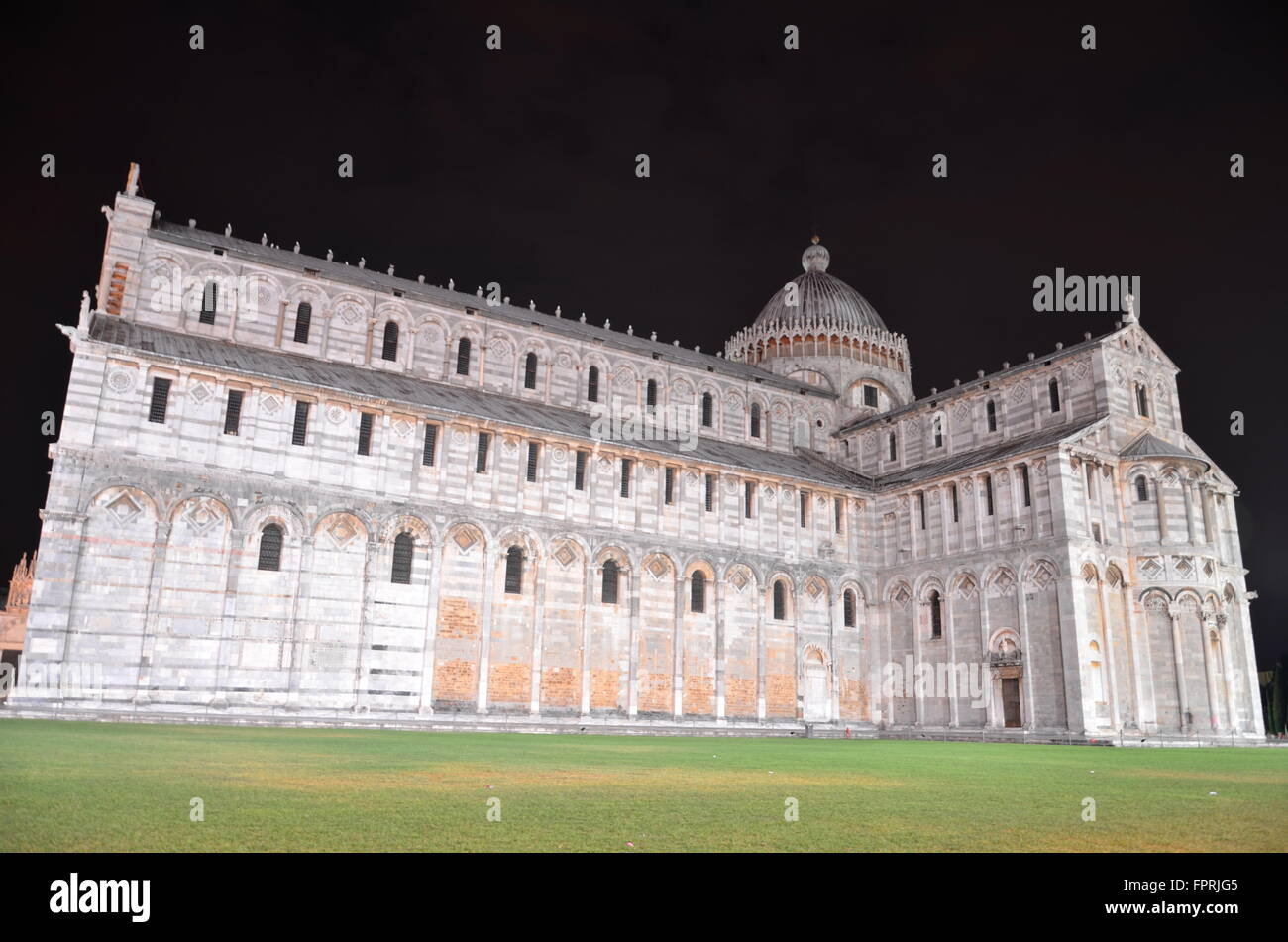 The Leaning Tower by night on Square of Miracles in Pisa, Tuscany ...
