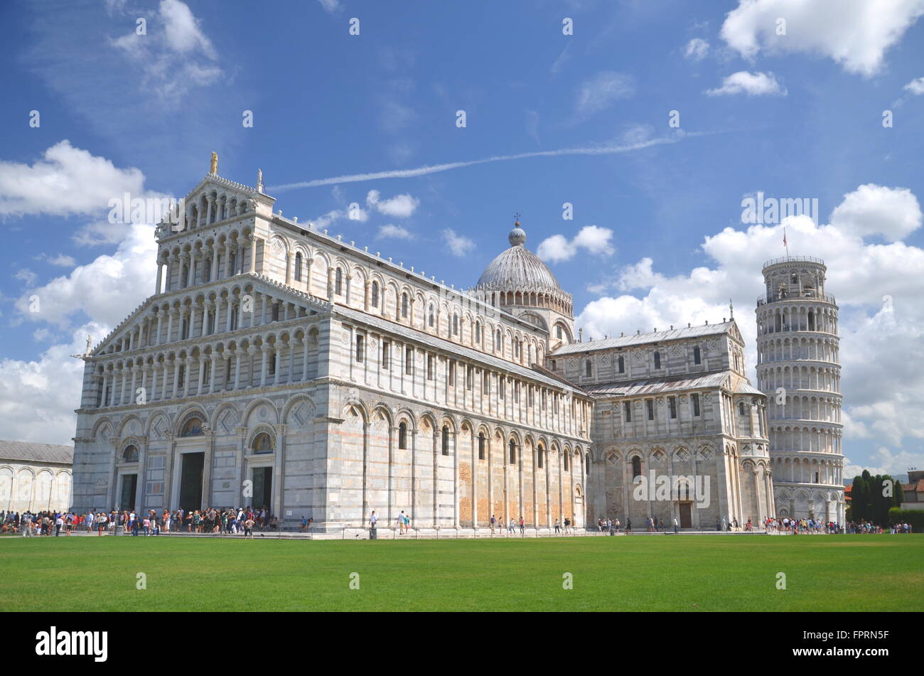 The famous Leaning Tower on Square of Miracles in Pisa, Tuscany in ...