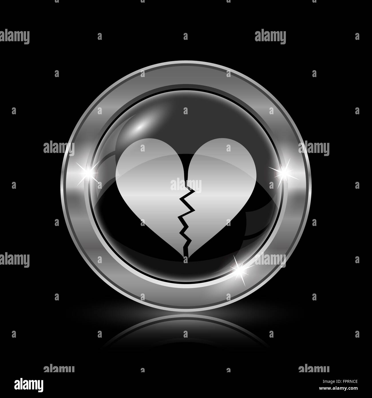Broken heart icon. Internet button on black background Stock Photo - Alamy