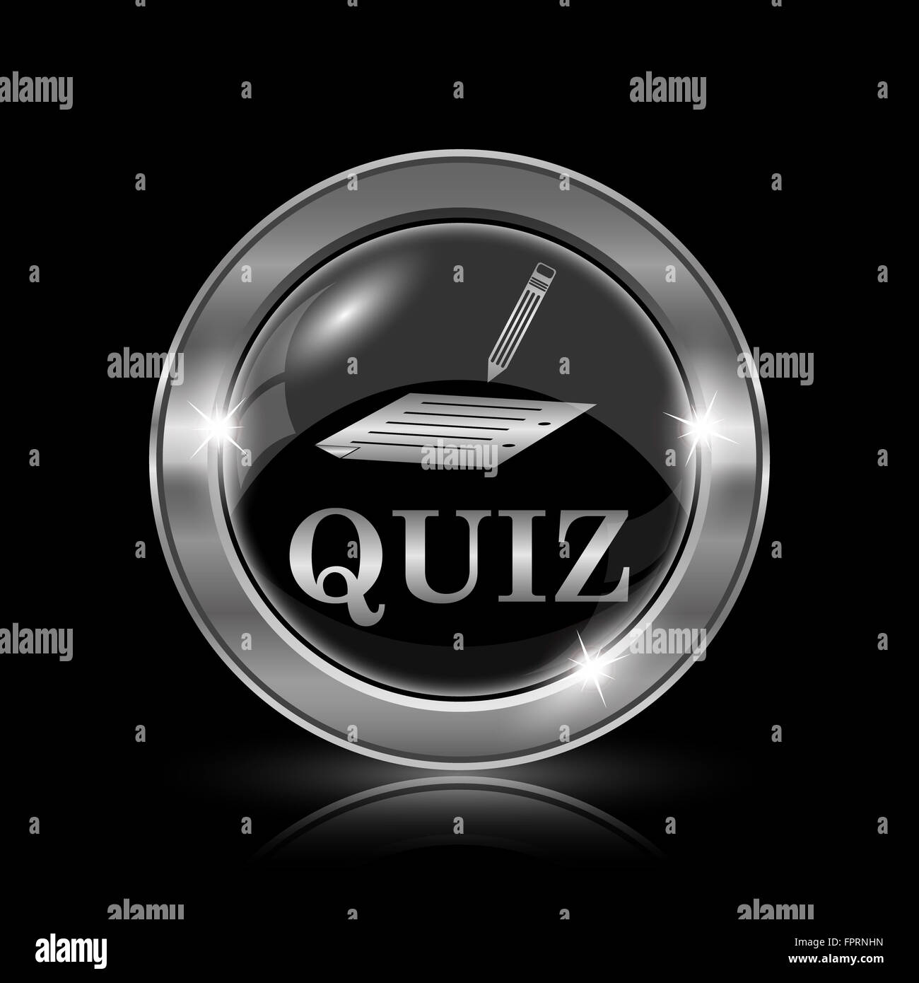 Quiz icon. Internet button on black background Stock Photo - Alamy