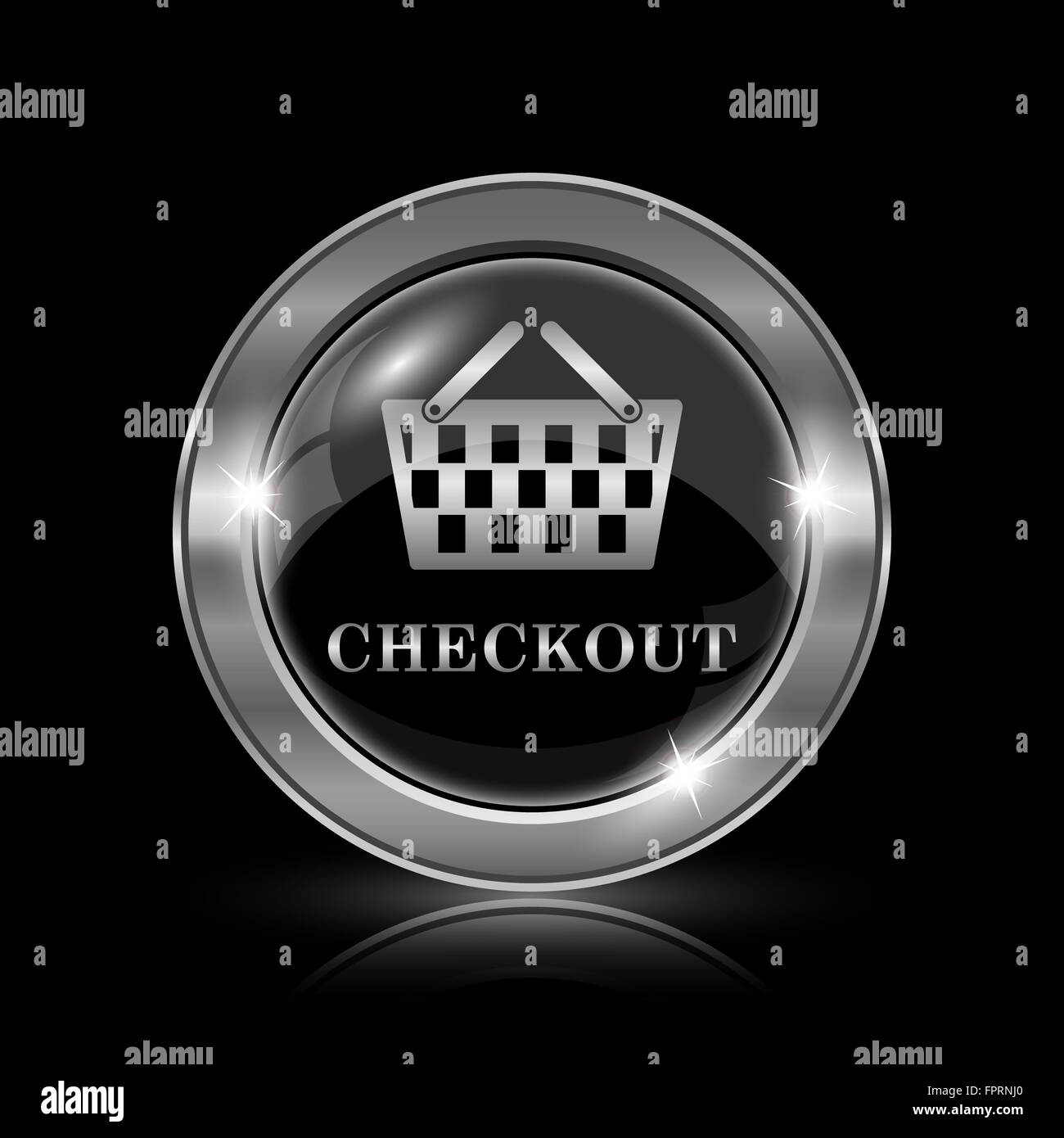 Checkout icon. Internet button on black background Stock Photo - Alamy