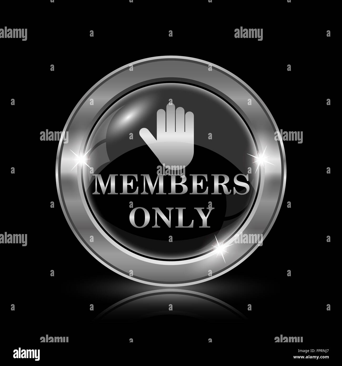 Members only icon. Internet button on black background Stock Photo - Alamy