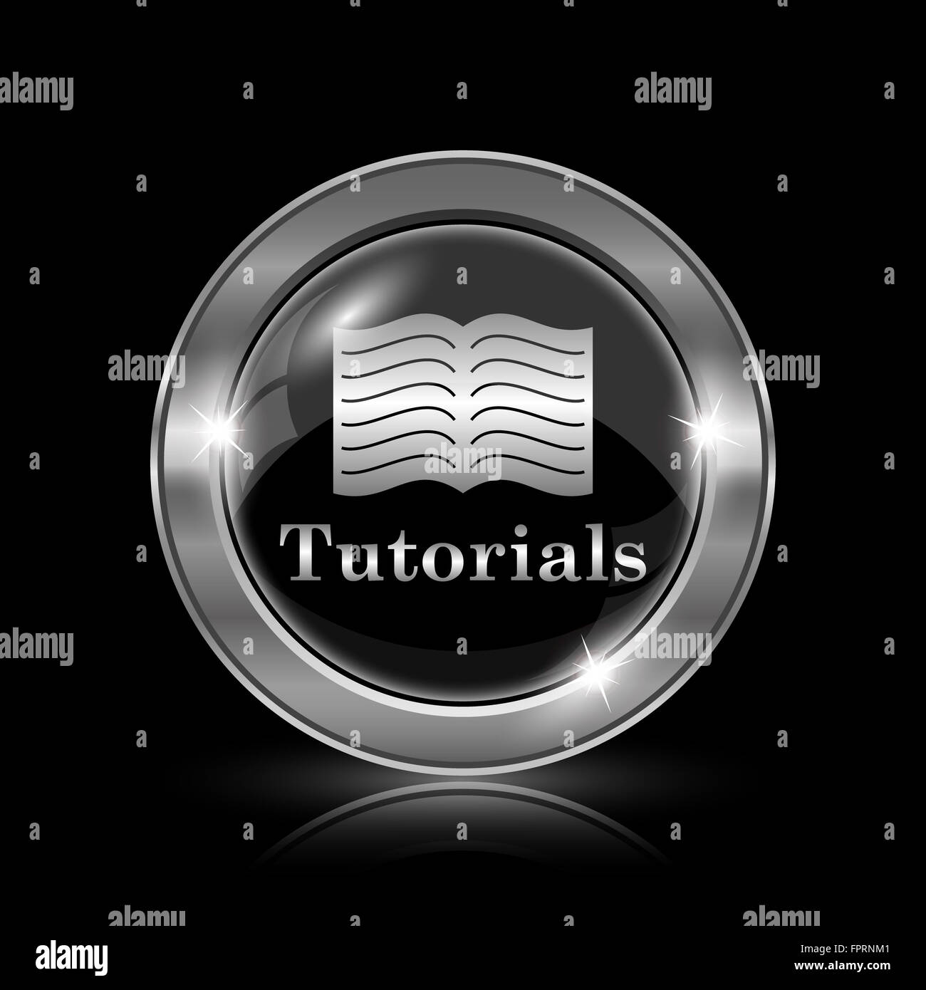 Tutorials icon. Internet button on black background Stock Photo - Alamy