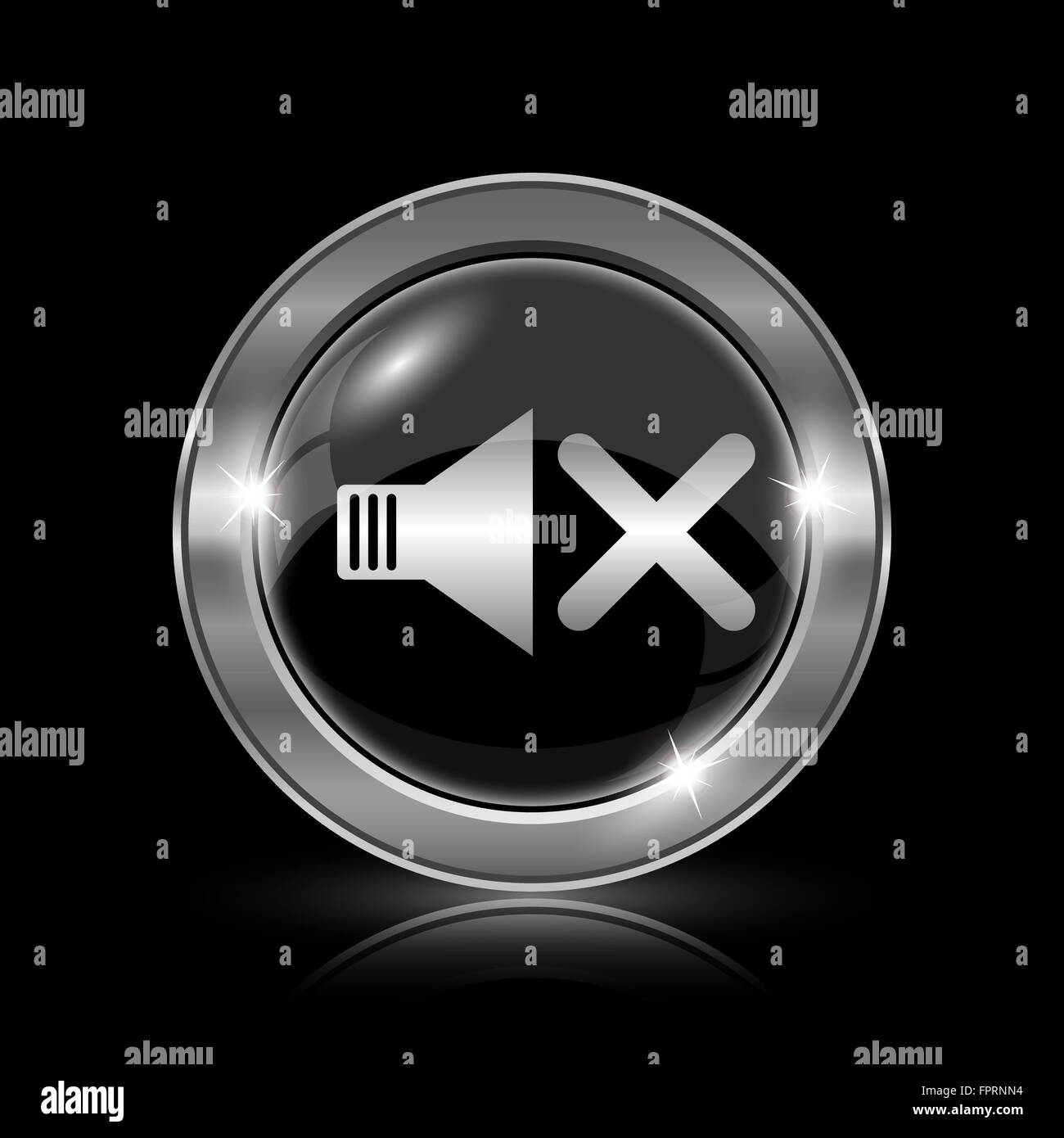 No sound icon. Internet button on black background Stock Photo - Alamy