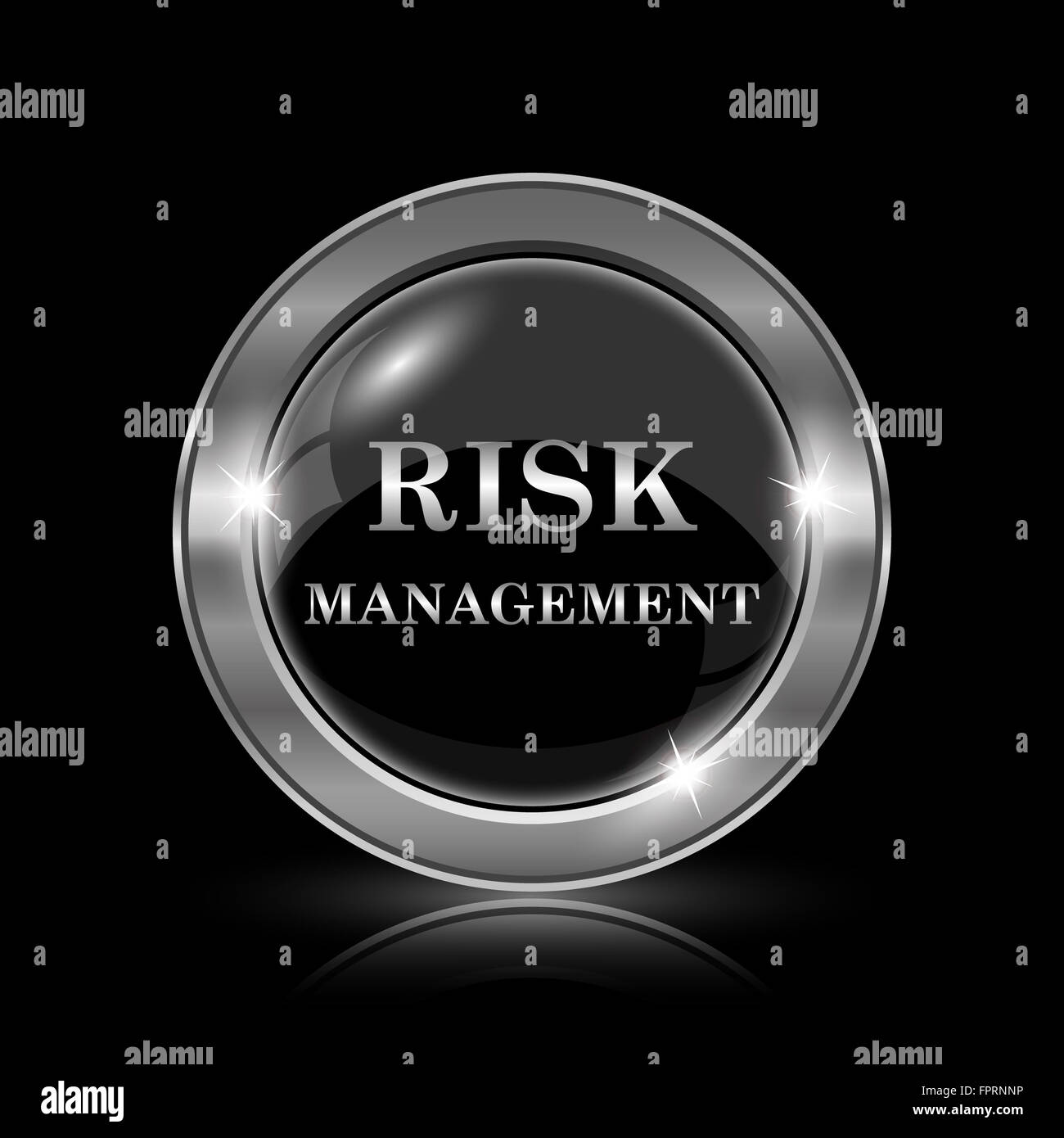 Risk management icon. Internet button on black background Stock Photo ...