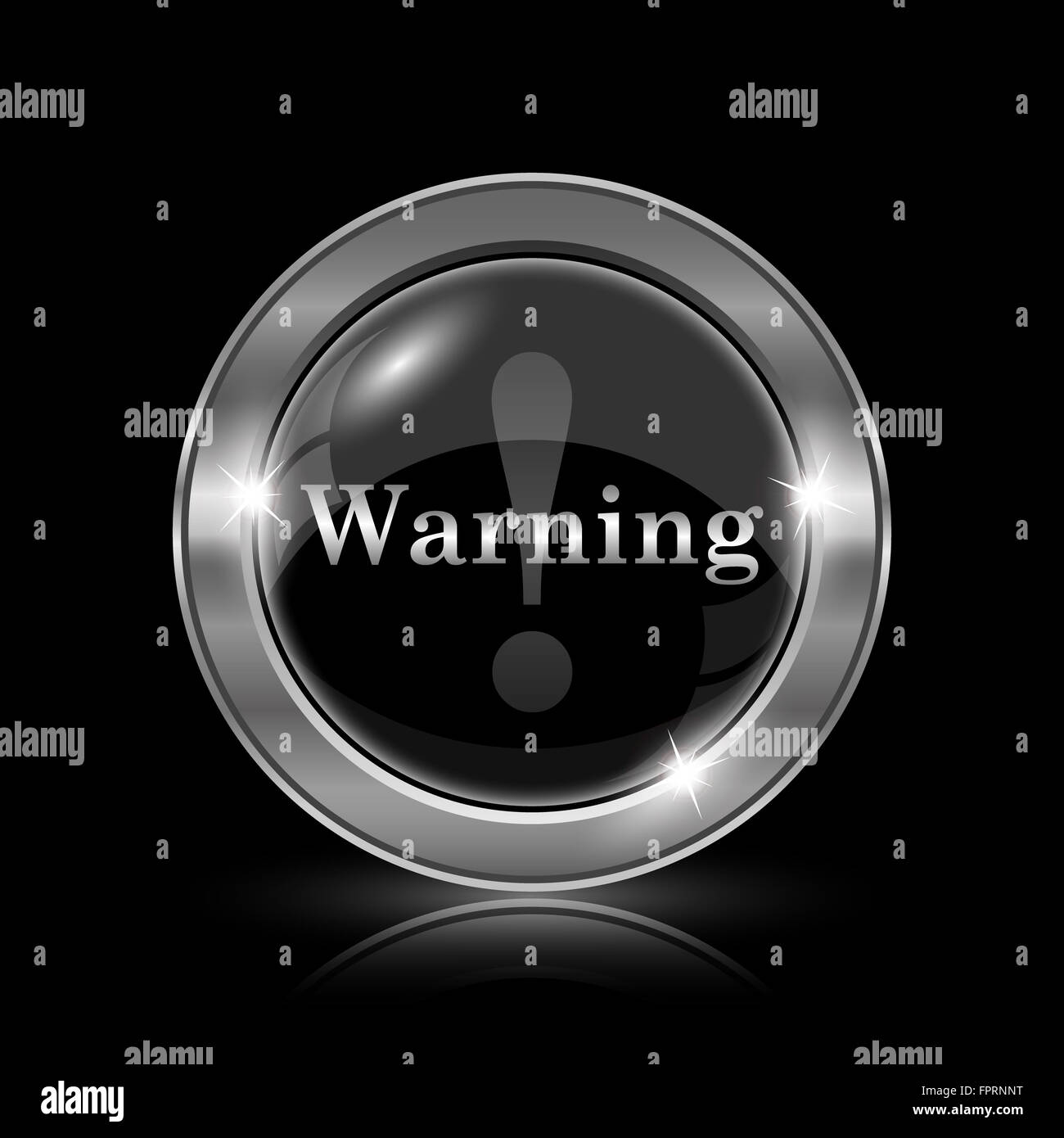 Warning icon. Internet button on black background Stock Photo - Alamy