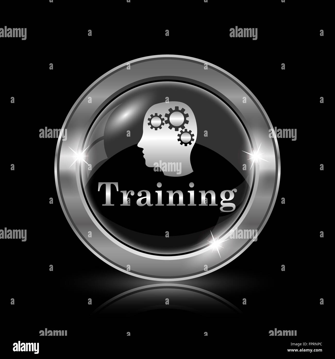 Training icon. Internet button on black background Stock Photo - Alamy