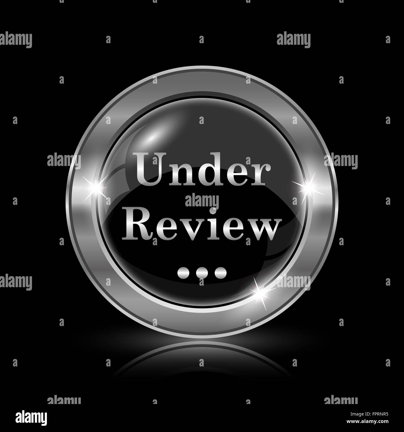 Under review icon. Internet button on black background Stock Photo - Alamy