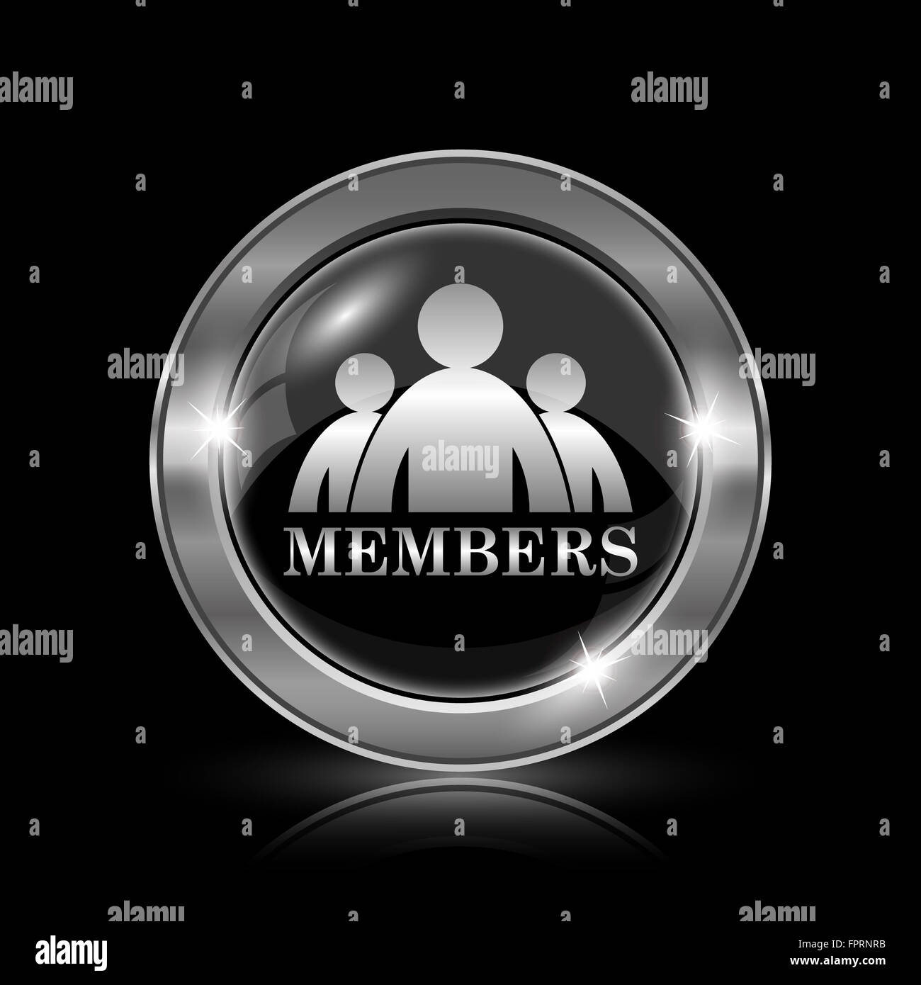 Members icon. Internet button on black background Stock Photo - Alamy