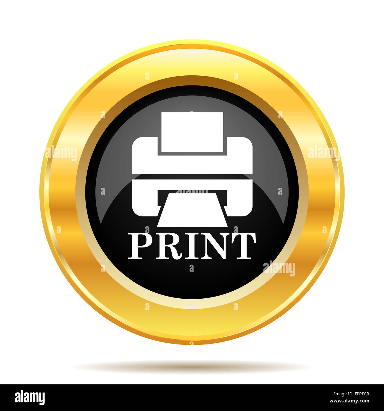 Printer with word PRINT icon. Internet button on white background Stock ...