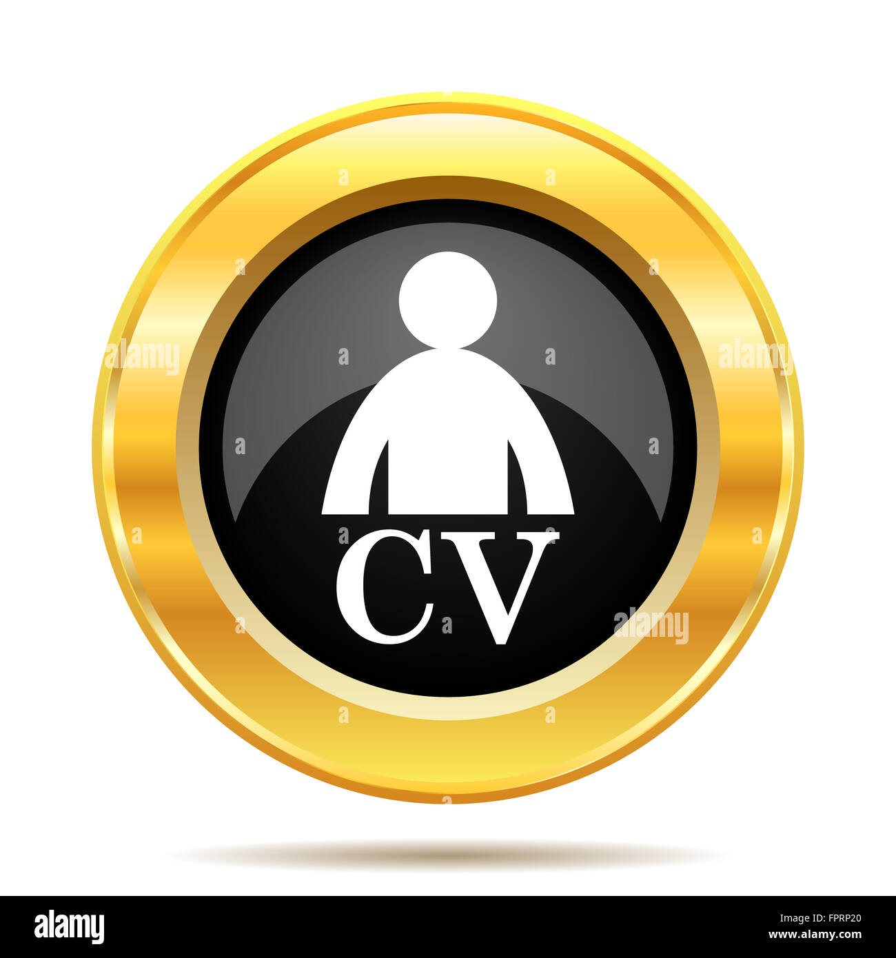 CV icon. Internet button on white background Stock Photo - Alamy