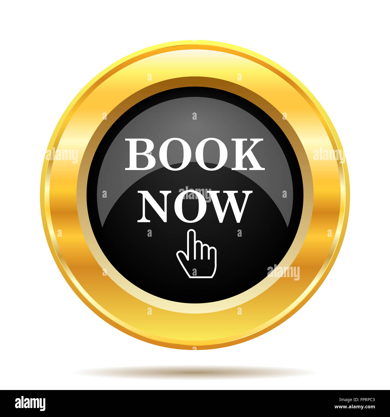 Book now icon. Internet button on white background Stock Photo - Alamy