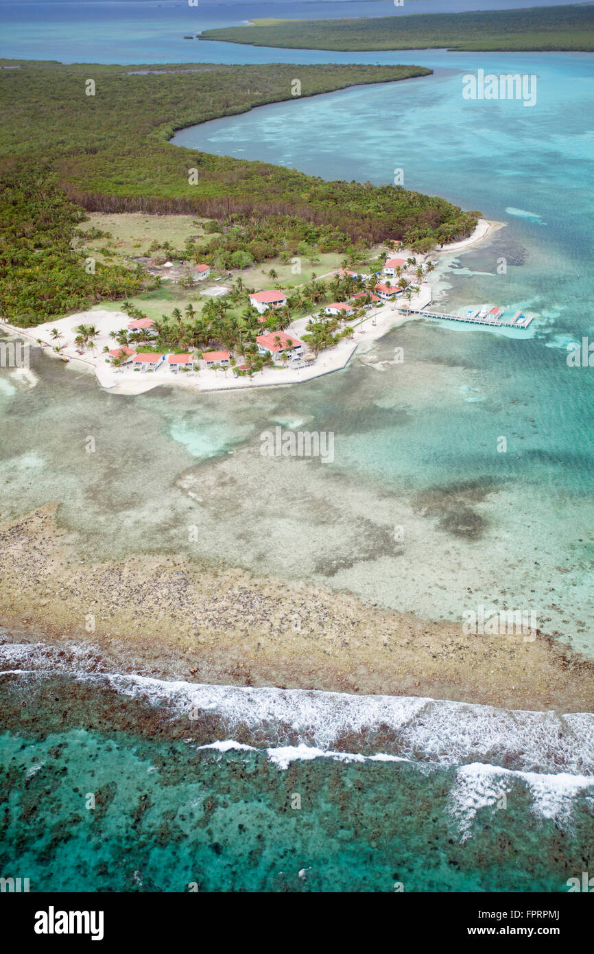 Geography/travel, Central America, Belize, Turneffe Atoll, aerial shot, Turneffe Flats resort ...
