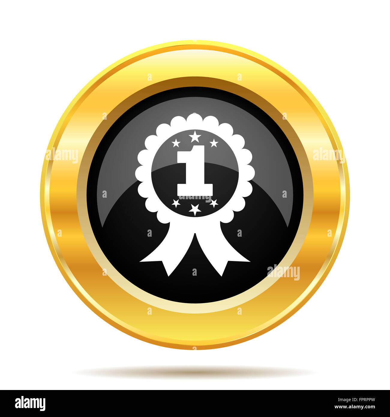 First prize ribbon icon. Internet button on white background Stock ...