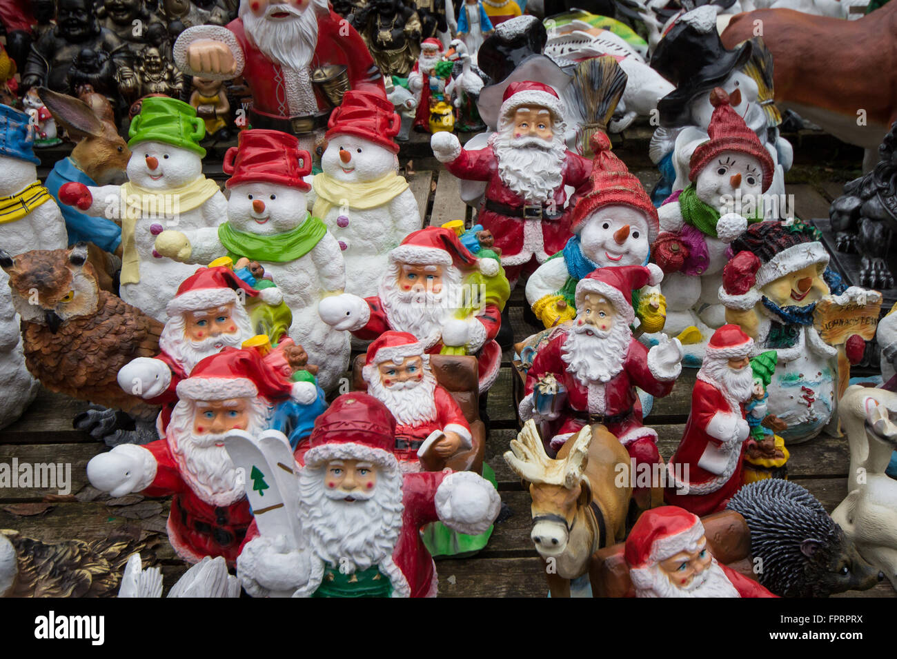 many santa claus figures, christmas background Stock Photo - Alamy