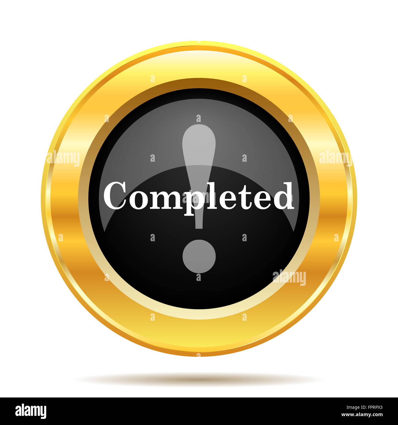Completed icon. Internet button on white background Stock Photo - Alamy