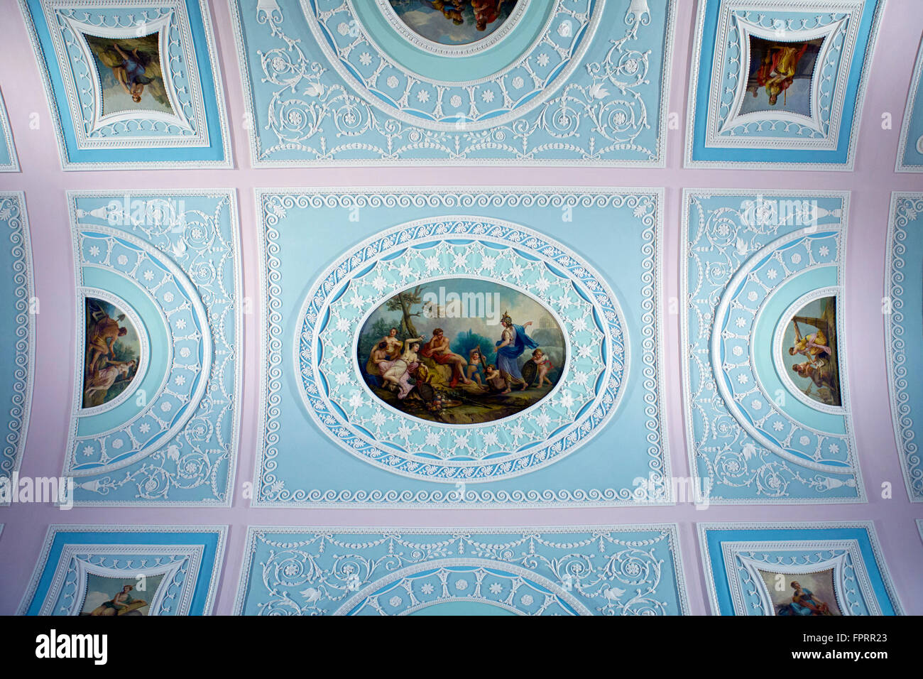 The painted interior of the Robert Adam library at Kenwood House ...