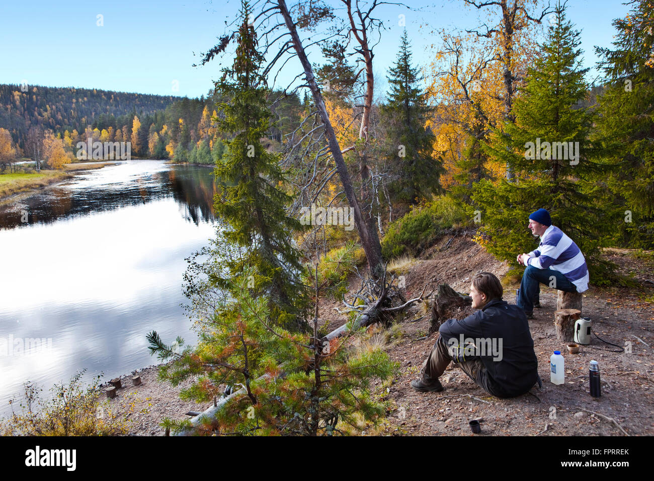 Finland; Karhunkierros Trail - hikers on the great bear trail hike in ...
