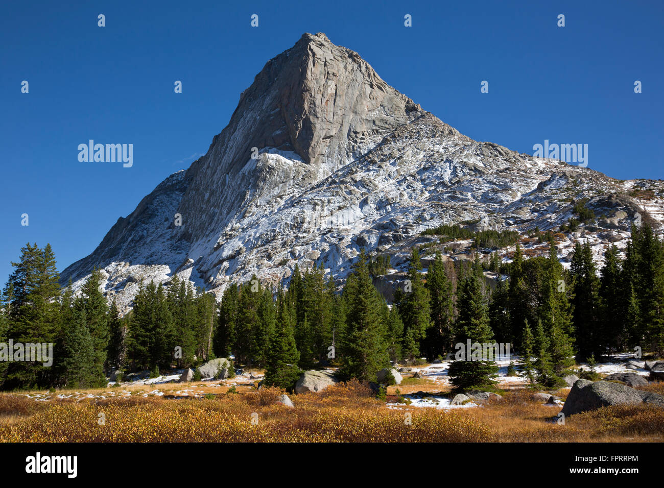 WYOMING - Mitchell Peak from the meadows near Lonesome Lake in the Popo ...