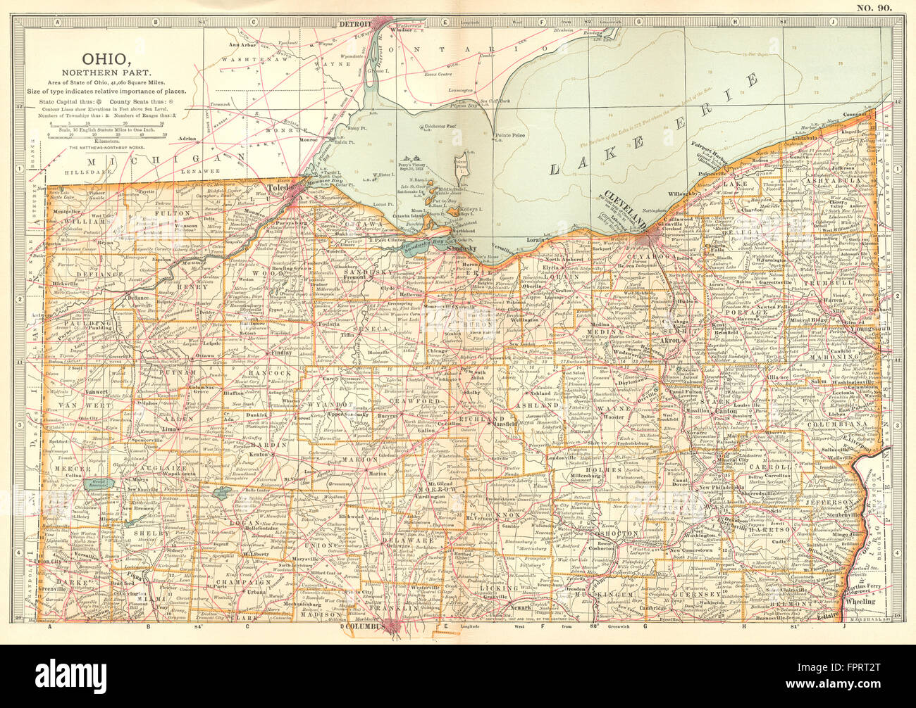 OHIO NORTH: Shows battlefields/dates Northwest Indian War & 1812 War ...