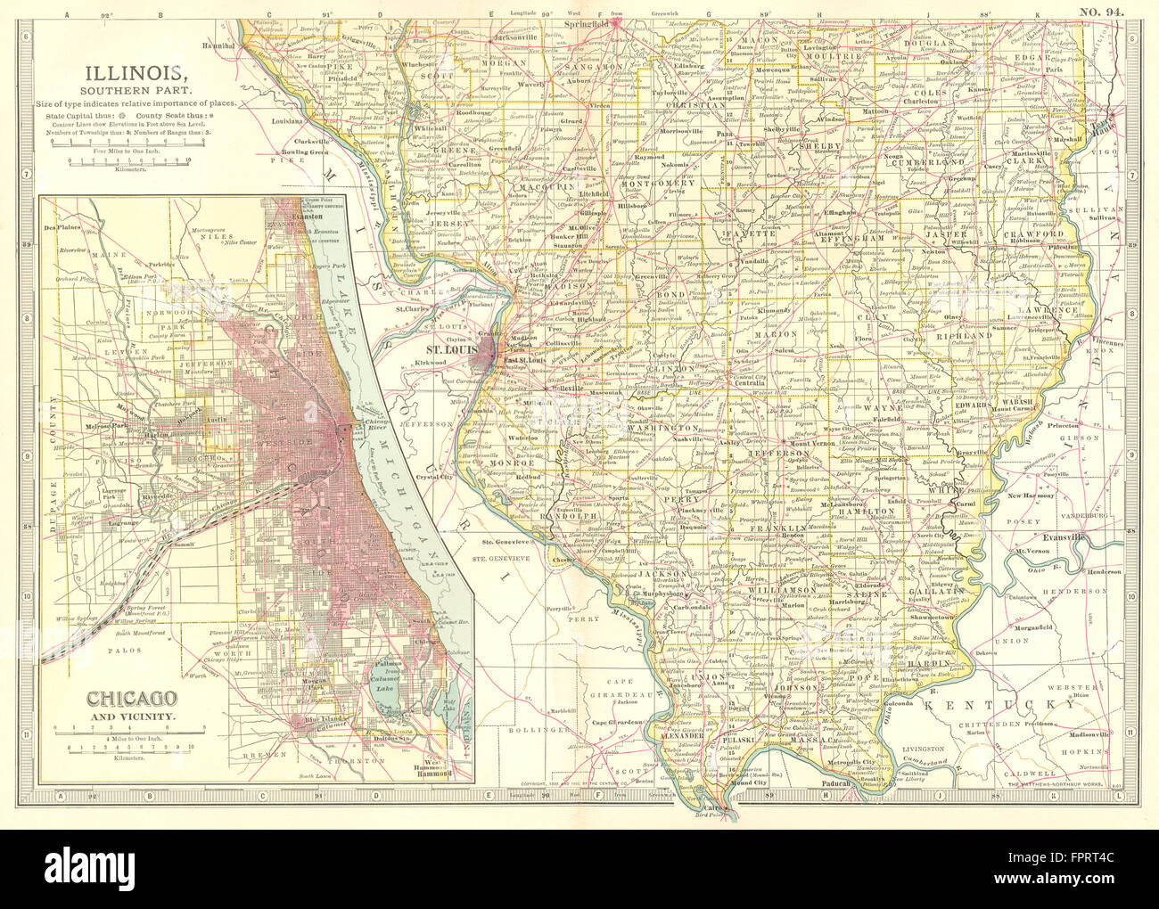 ILLINOIS SOUTH: Showing counties. Inset Chicago & area. Britannica ...
