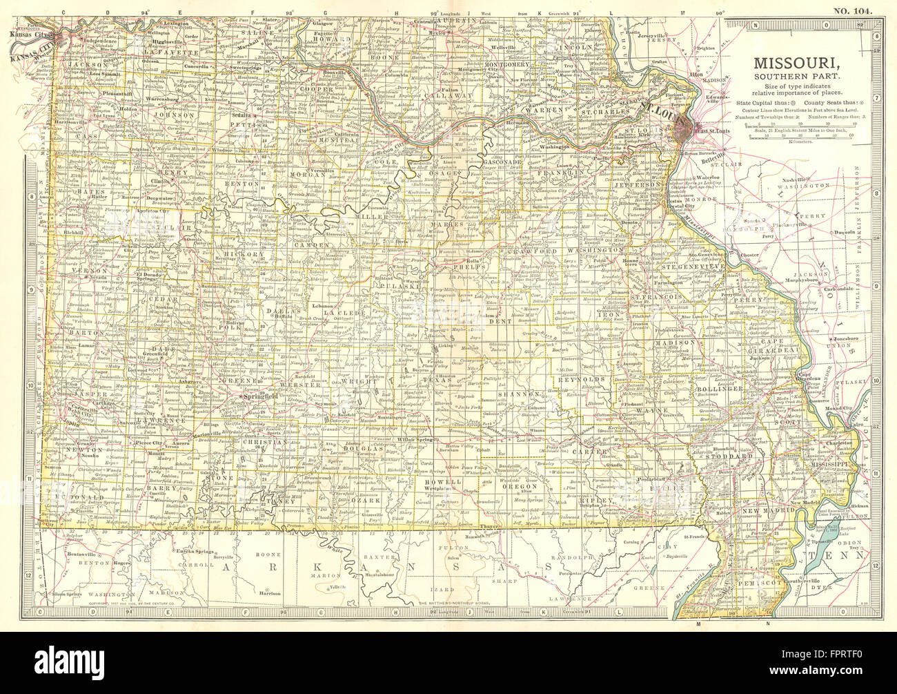 MISSOURI SOUTH: State map showing Civil War battlefields/dates.St Louis ...
