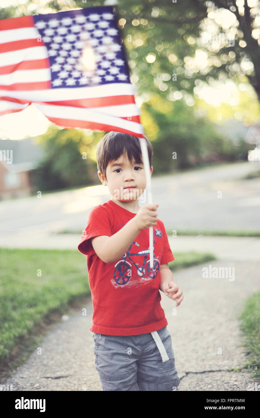 Boy american flag hi-res stock photography and images - Alamy